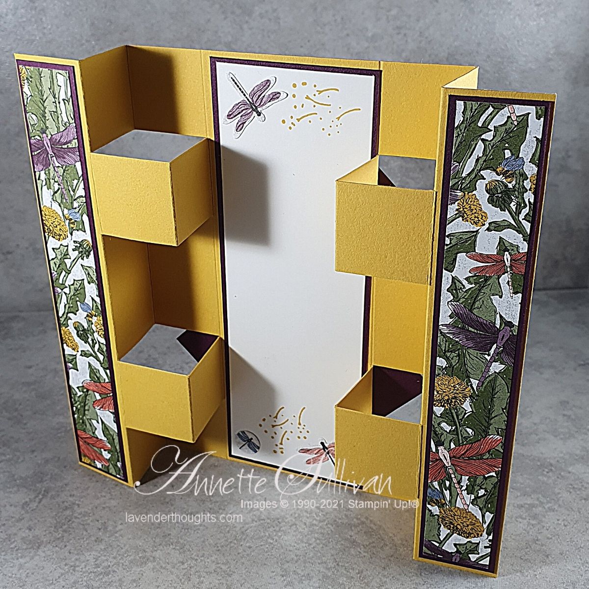 A Tower Fold Card using Dragonfly Garden – Lavender Thoughts