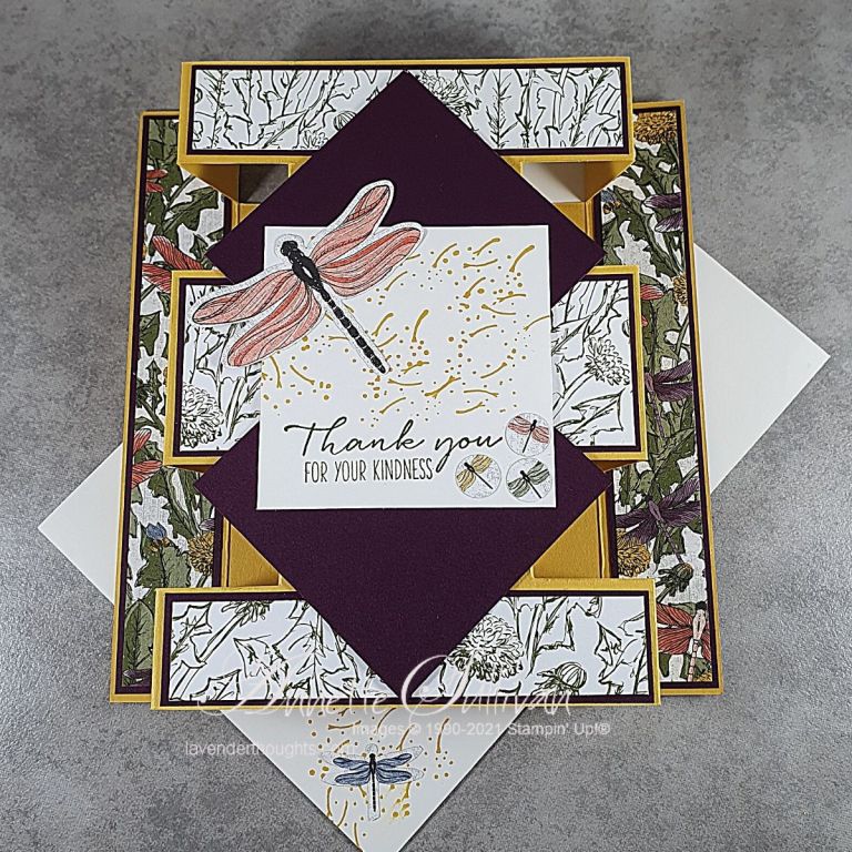 A Tower Fold Card using Dragonfly Garden – Lavender Thoughts