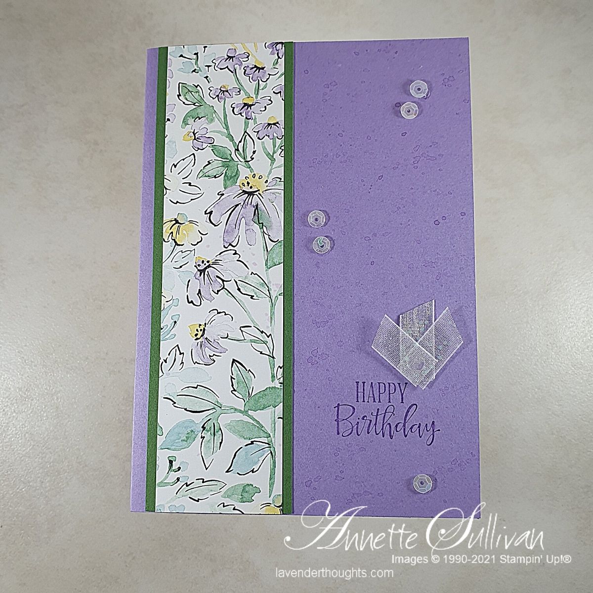 One Sheet Wonder with Hand Penned DSP – Lavender Thoughts