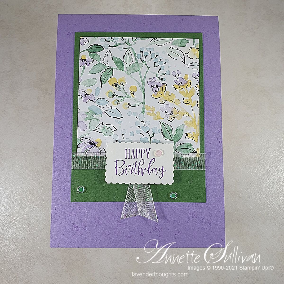 One Sheet Wonder with Hand Penned DSP – Lavender Thoughts