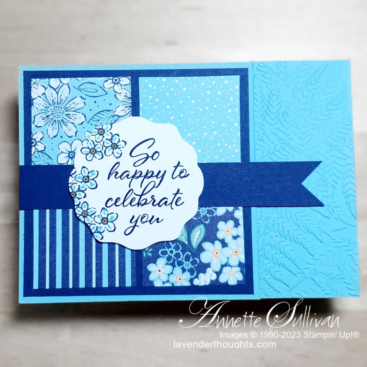 Four Square Side Flap Fancy Fold card with Layering Leaves – Lavender ...