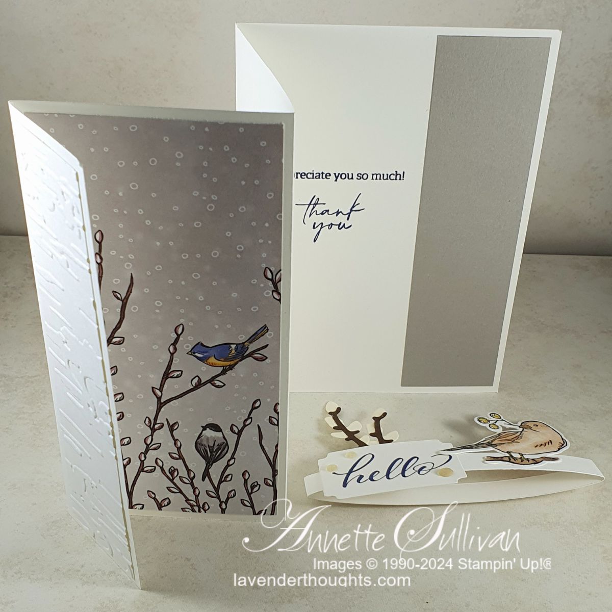 Triple Fold Card with Winterly Tree Tops – Lavender Thoughts