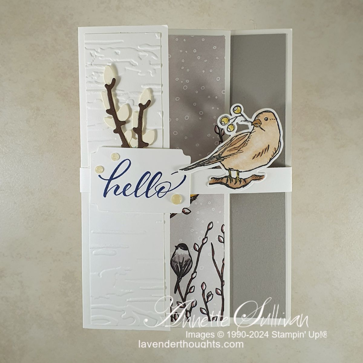 Triple Fold Card with Winterly Tree Tops – Lavender Thoughts